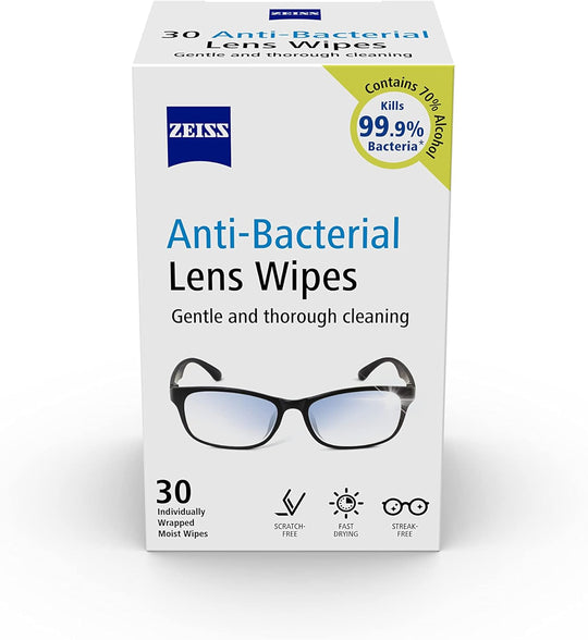 ZEISS Lens Cleaning Wipes with Alcohol | 30 Individually Wrapped Wipes ...