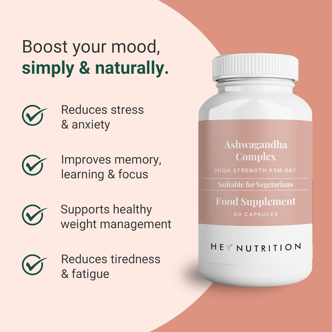 Hey Nutrition Ashwagandha Complex | 750mg KSM-66® with Saffron & B ...