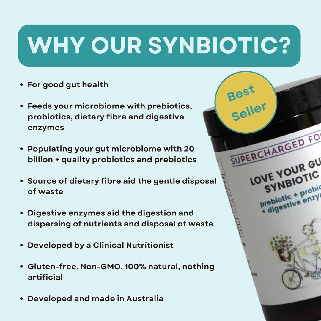 Supercharged Food Synbiotic Powder for Gut Health | Probiotic Prebiotic ...