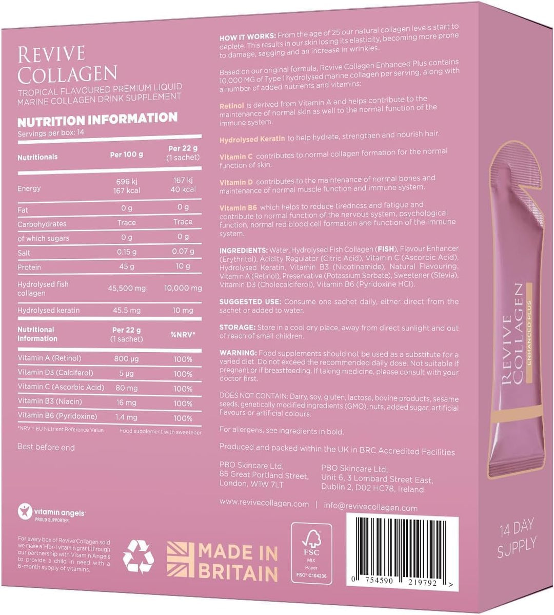 Revive Collagen Enhanced Plus Tropical Drink 10,000mg 14 Sachets ...