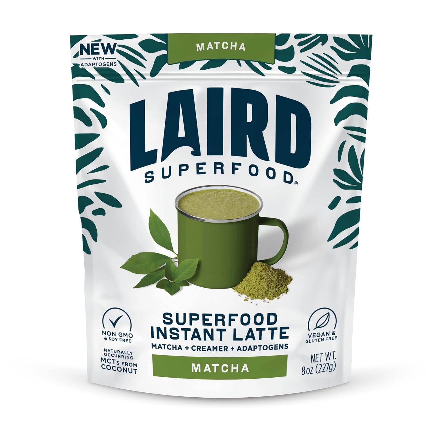 Laird Superfood Matcha Instant Latte Drink Mix 227g Non-Dairy Green Tea ...